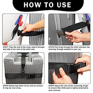 Adjustable Car Seat Travel Belt to Suitcase CPC Certificate CPSIA Test Car Seat Luggage Strap Convert Kid Car Seat and Carry-on Luggage to Airport Car Seat Stroller Carrie Carseat Strap for Luggage