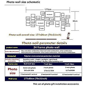 VALKEM 24 Frames Large Multi Picture Photo Frames Wall Set Simple Black White Photo Frame Wall Set Modern Blue Mediterranean Photo Wall Wall Gallery Kit Red Pink Photo Collage Frame (Color : White an