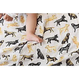 Mud Pie Labrador Retriever Print Muslin Baby Swaddle Blanket, 1 Piece