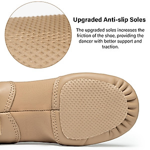 Stelle Jazz Shoes for Girls and Boys Slip-On Leather Dance Shoes (Toddler/Little Kid/Big Kid)(SJ05-Tan,1ML