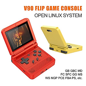 MOCI Powkiddy V90 Mini Handheld Game Console, 3.0-inch IPS LCD Screen Chip ARM9 Portable Handheld Arcade Machine 64G Built-in 60 Games Support 12 Main Stream Emulators