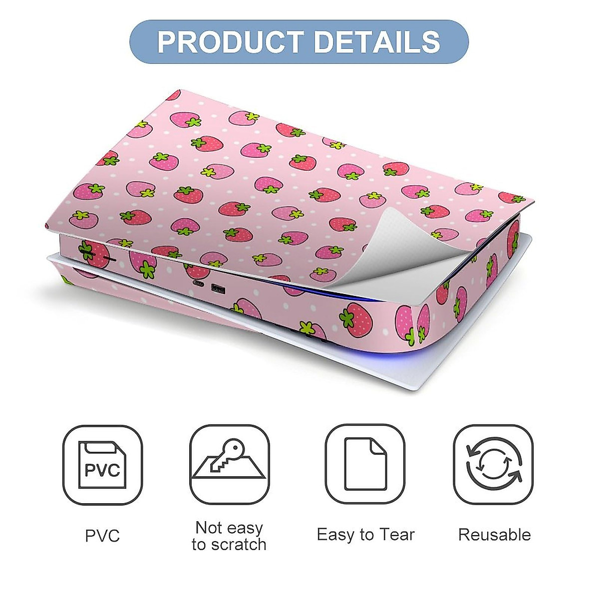 AoHanan Cute Strawberry 5 Skin Controller Accessories Cover Skins Anime Vinyl Cover Sticker Full Set for 5 Disc Edition