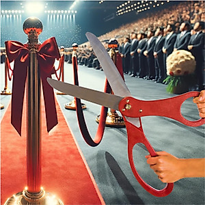 Red Ribbon Cutting Ceremony Kit – Grand Opening Ribbon and Scissors for Special Events Giant Scissors 20 Inch Giants Ribbon Cutting Scissors with Red Ribbon for Inaugurations and Ceremonies