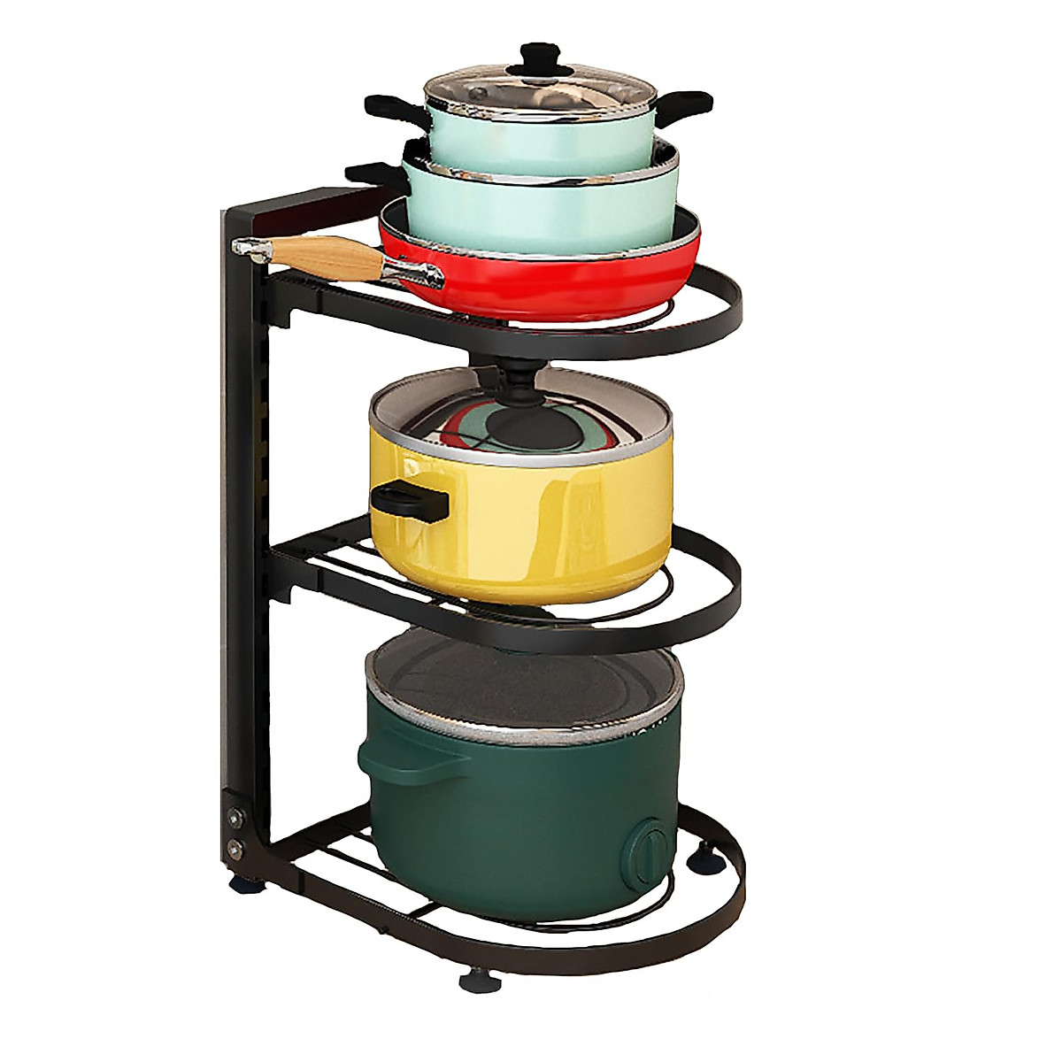 ANAMPION Pots and Pans Organizer for Cabinet, Snap-on and Adjustable Heavy-Duty Pot and Pan Rack,Pot Organizer for Kitchen Organization& Storage (3-tiers)