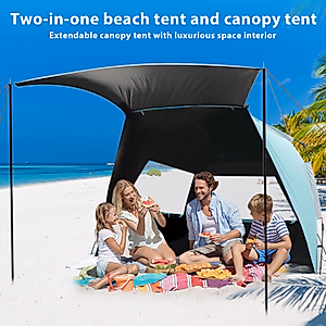 SEBOR Beach Tent, Deluxe XL Pop-up Canopy Cabana Beach Shade Tent for 4-6 Person, UPF 50+ with Dark Shelter Technology, Easy Set Up and Portable Beach Tent Sun Shelter (Mint Green)