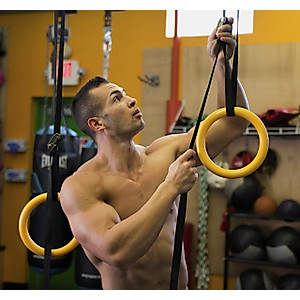 NAYOYA Gymnastic Rings Workout Set with Adjustable Straps for Full Body Strength Training and Bodyweight Crossfit Exercise