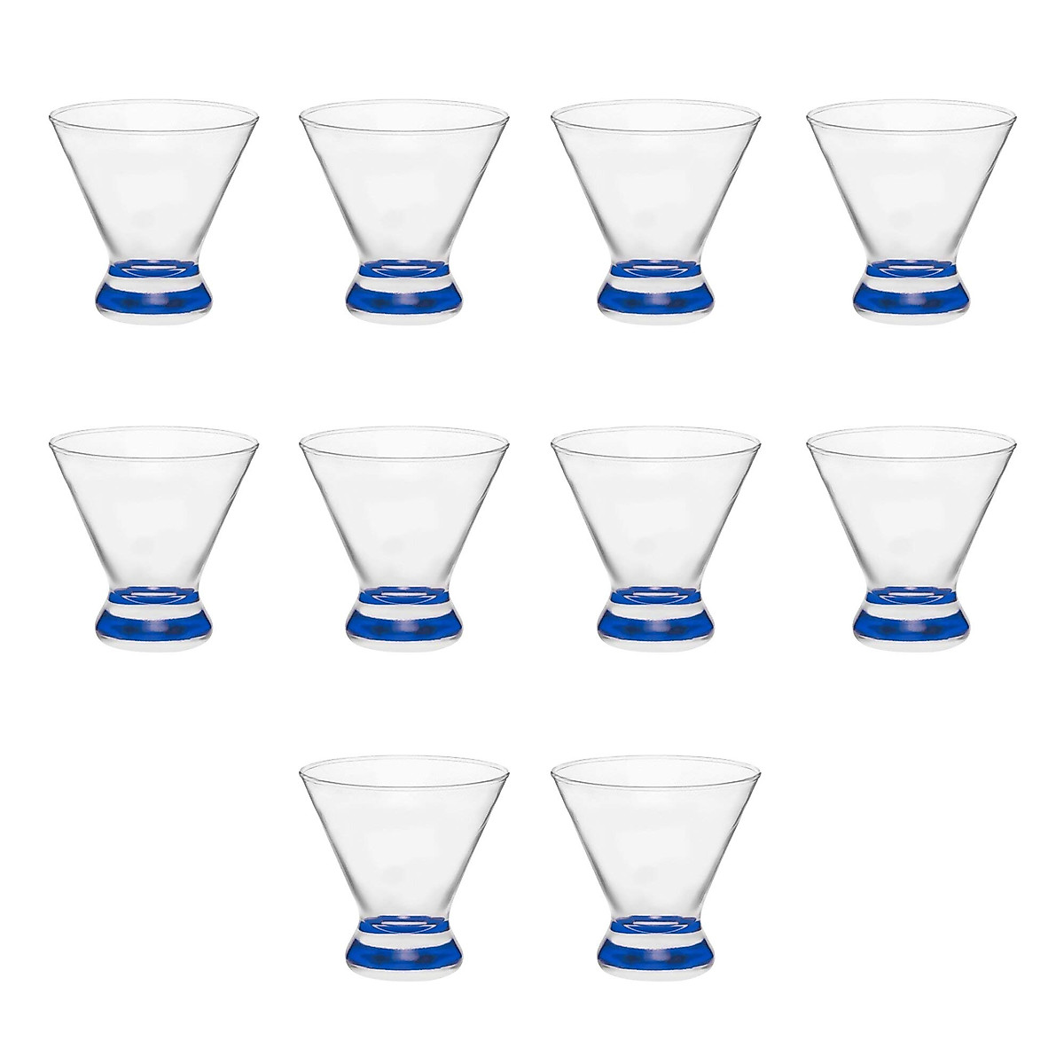 Libbey Martini Glasses 8.25 oz. Set of 10, Bulk Pack - Great for Cocktails, Wedding Favors, Party Favors, Events - Blue
