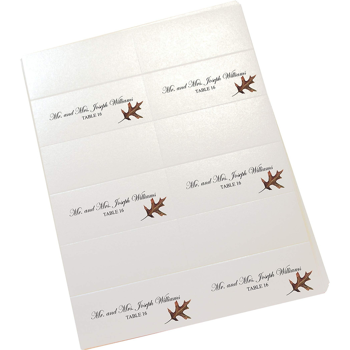Assorted Autumn Leaf Printable Place Cards, Set of 60 (10 Sheets), Laser & Inkjet Printers - Wedding, Party, Dinner, and Special Events - Made in the USA