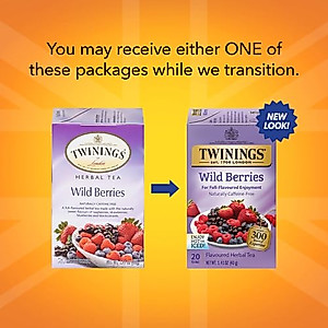 Twinings Wild Berries Tea - Bright and Uplifting Naturally Caffeine-Free Herbal Tea Bags Individually Wrapped, 20 Count