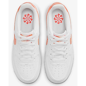 Nike Big Kid's Air Force 1, White/Safety Orange, 7 Big Kid