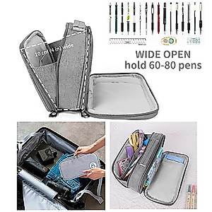 Large Capacity Pencil Case, Stationery Storage Pen Bag Box Handheld Makeup Pouch Holder Multi-Compartment Organizer College School Office Supplies for Student Teen Kid Adult