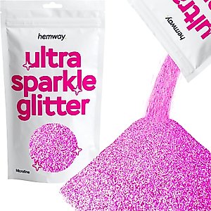 Hemway Premium Ultra Sparkle Glitter Multi-Purpose Metallic Flake for Nail Art, Cosmetic Graded, Makeup, Festival and Hair 100g / 3.5oz - Microfine (1/256 0.004 0.1mm) - Pink Holographic