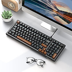 MageGee 98 Keys Mechanical Gaming Keyboard, Brown Switch, 96% Compact Layout LED Blue Backlit Wired Keyboard with Numpad Arrow Keys, for PC Laptop, for Game and Office, Black