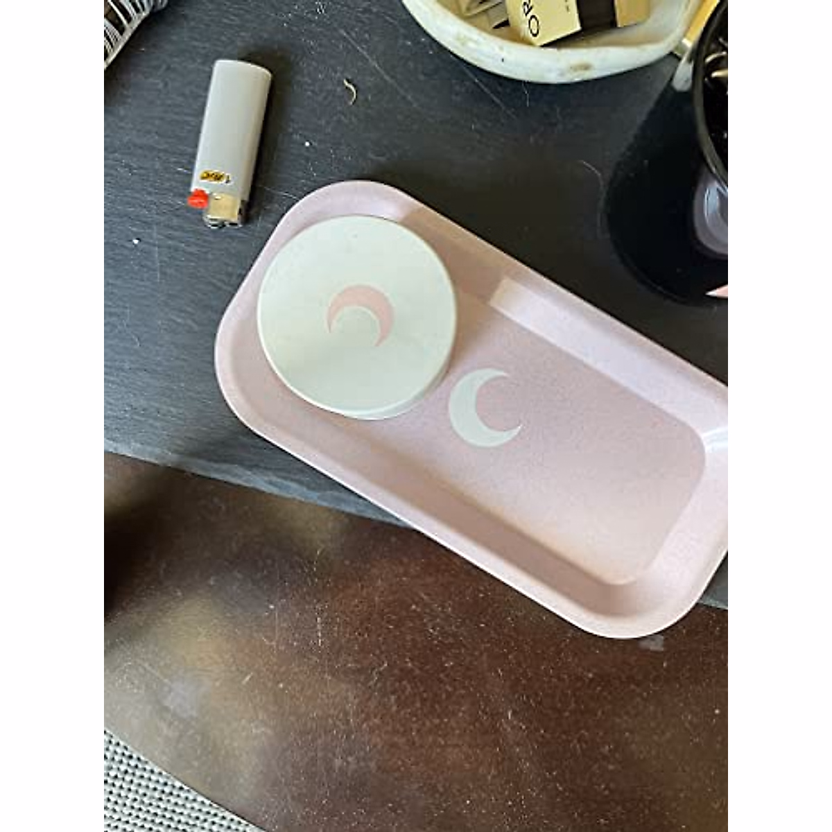 Brando Moon Small Tray - Pink Lightweight Plant Based Tray - Made from Plants - Eco Friendly Low Carbon Kitchen Tool - Curved Edges and Smooth Surface - Travel Size 8 x 4.1 inches