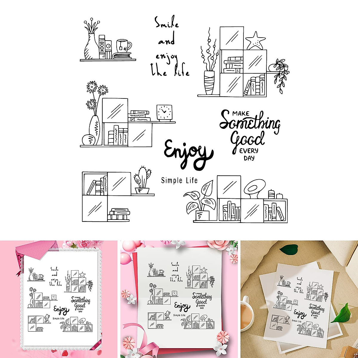 Flower Bookcase Clear Silicone Seal Stamp for Scrapbooking DIY Photo Album Decoration Card Making Embossing Rubber Stamp Clear Stamps for Crafts