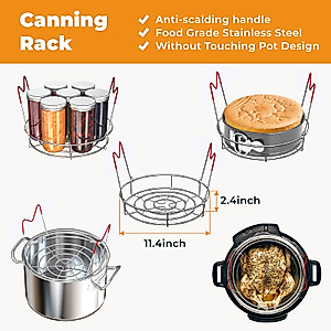 Pisol Canning Supplies Starter Kit, 7 Piece Canning Tools Set with Stainless Steel Rack, Wide Mouth Funnel, Kitchen Tongs, Jar Lifter, Magnetic Lid Lifter, jar Wrench, Bubble Popper