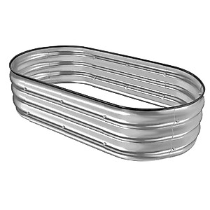 HOOIMA Raised Garden Bed - Rust Proof Galvanized, Reinforced Steel Bottomless Planter for Growing Flowers & Veggies - Adjustable Size to 4ft. Long and 2.1ft. Wide Plus You Get a LED Solar Lamp Light