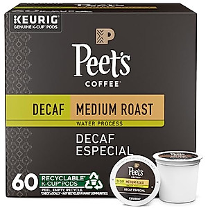 Peet's Coffee, Medium Roast Decaffeinated Coffee K-Cup Pods for Keurig Brewers - Decaf Especial 60 Count (6 Boxes of 10 K-Cup Pods)