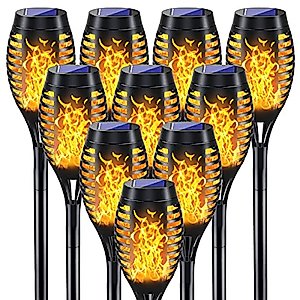 10Pack Solar Torch Lights for Garden Decor for Outside, Outside Solar Lights for Yard, Garden Lights Solar Powered for Patio Decor, Landscape Luces Solares for Outdoor Decorations for Patio Porch Pool