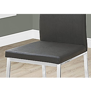 Monarch Specialties Grey Leather-Look/Chrome Dining Chair (2 Pieces), 28"L x 28"D x 38"H