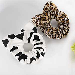 Mouse Ear Scrunchies for Hair, Funtopia 9 Pcs Cute Velvet Scrunchies for Women Girls Kids, Fashion Colorful Scrunchy Hair Ties Ponytail Holders for Birthday Party Gift