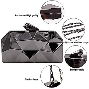 Adela Women Fashion Alloy Metal Women Clutches Fashion Geometic Evening Clutch Metal Clutch Purse (Gun Color)