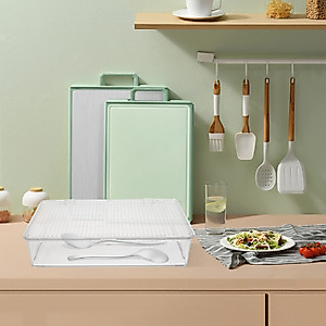 Cabilock Transparent Cutlery Box Silverware Tray for Drawer Clear Cutlery Tray Kitchen Supply Chopsticks Holders Container with Lid Kitchen Utensil Tray Utensil Case The Pet Portable Fork