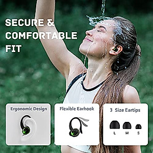for Samsung Galaxy S22+ Wireless Earbuds Bluetooth Headphones 48hrs Play Back Sport Earphones with LED Display Over-Ear Buds with Earhooks Built-in Mic - Black