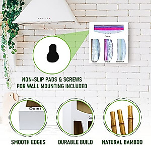 Neat Freak Baggie Organizer Dispenser – 4-in-1 Ziploc Bag Storage Organizer for Drawer – Bamboo Baggie Organizer For Wall– Ziploc Bag Organizer for Quart, Snack, Gallon, Sandwich - White Color.