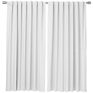 Amazon Basics Room Darkening Blackout Window Curtains with Back Tab Hanging Loops - 52" x 63", White