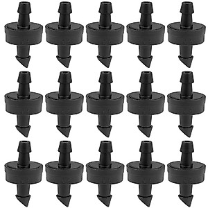 uxcell Pressure Compensating Dripper 2.6GPH 10L/H Emitter for Garden Lawn Drip Irrigation with Barbed Hose Connector Plastic Black 50pcs