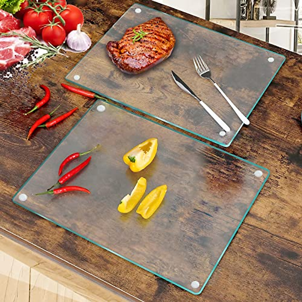 Tempered Glass Cutting Board - Glass Cutting Boards for Kitchen,clear cutting board for countertop (Frosted, 15.7" x 11.8")