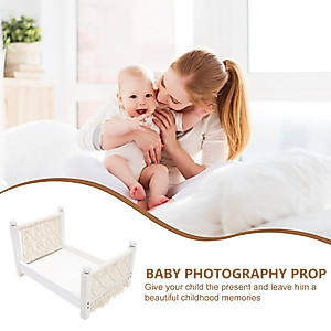 PartyKindom 1pc Newborn Photography Prop Crib Shooting Assisted Wood Hand- Woven Bed for Home/Wall/Kitchen/Room Decor