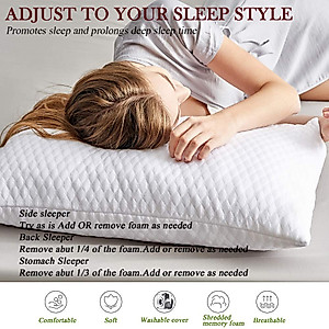 NTCOCO Pillow, Shredded Memory Foam Bed Pillows for Sleeping, with Washable Removable Cooling Hypoallergenic Sleep Pillow for Back and Side Sleeper, King (1-Pack)