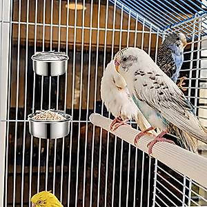 Yummy Sam 2 Pcs Small Dog Food Water Bowl for Cage with Upgraded Clamp Holder, Pet Kennel Hanging Bowls Stainless Steel Detectable Bowls Crate Feeder Dish for Small Dogs (4.7x2'' & 3.9x2'')