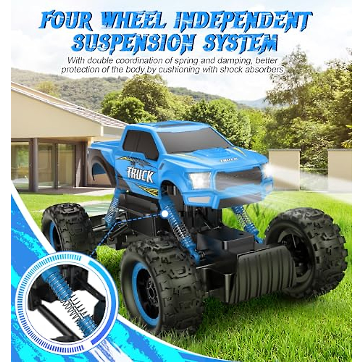 DOUBLE E 1/12 Scale Remote Control Monster Trucks - 2.4Ghz Off Road RC Trucks, Toys Gifts for Boys Age 6-10