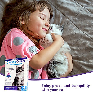 Minasuki 4 Pack Calming Collar for Cats - Long-Lasting Anxiety and Stress Relief, Relaxing Cat Collar,Adjustable Pheromones Collar for Cats，Natural Soothing 60 Days of Continuous Calming Move