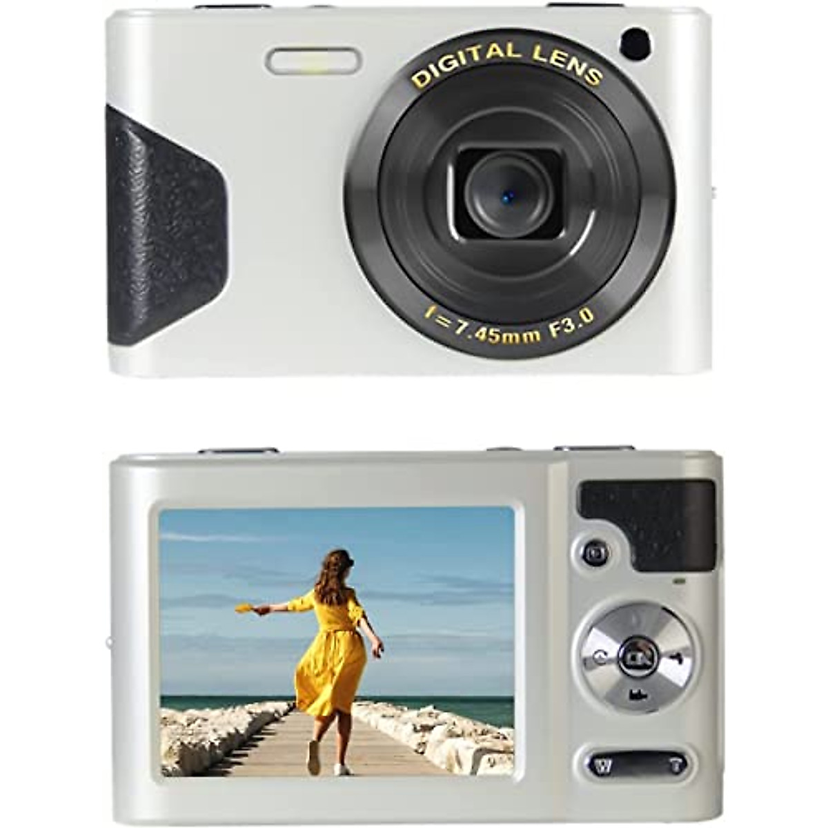 Digital Camera 18MP 2.7-Inch LCD Screen 8X Digital Zoom FHD 1080P Digital Camera Compact Camera Students Boys Girls Gift Support Connect to Computer Print (White)