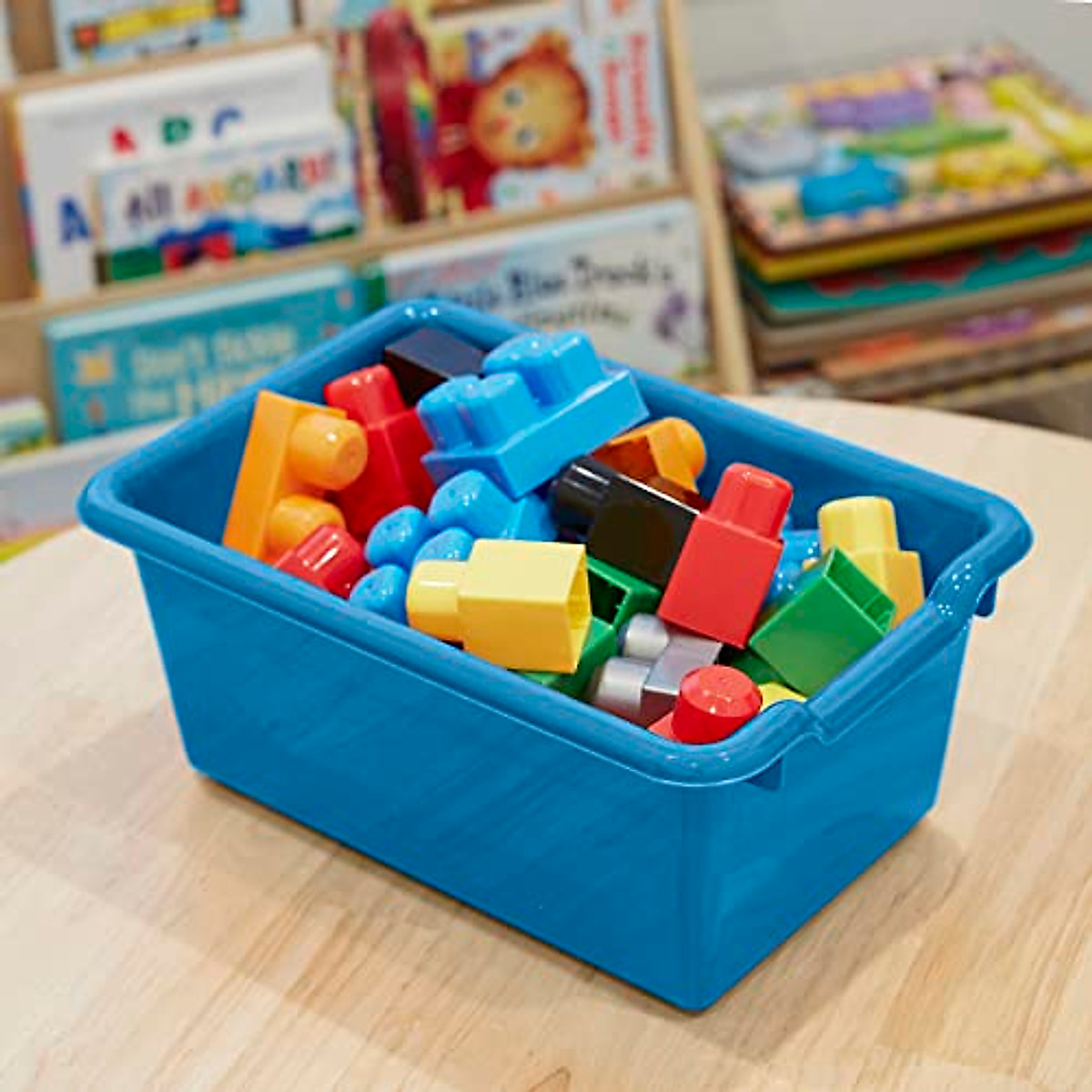 ECR4Kids Scoop Front Storage Bin, Multipurpose Organization, French Blue, 5-Piece