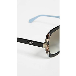 Prada Heritage PR 16US KHR0A7 Black Azure Spotted Brown Plastic Square Sunglasses Grey Gradient Lens