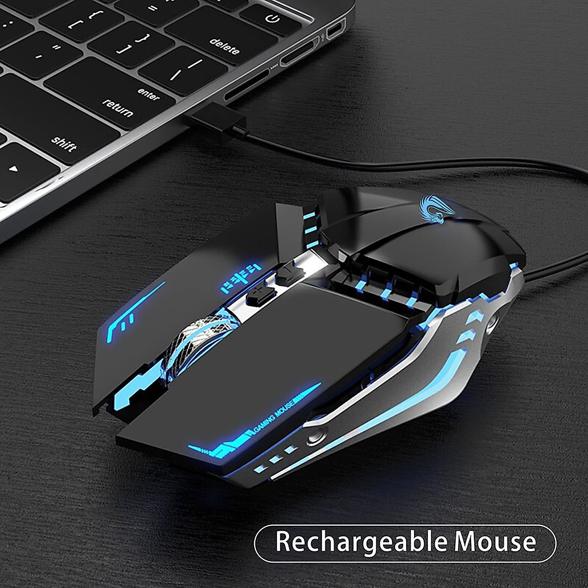 TENMOS T21 Bluetooth Mouse, 2.4G LED Dual Mode (Bluetooth 5.1+ USB) Bluetooth Wireless Mouse, Rechargeable Silent Computer Gaming Mice for Laptop, iPad, MacOS, PC, Windows, Android (Black)