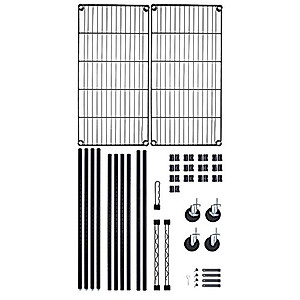 Finnhomy Heavy Duty Rolling Garment Rack Clothes Rack with Double Hanger Rods and Shelves, Portable Closet Organizer with Wheels, 1'' Diameter Thicken Steel Tube Hold Up to 300Lbs, Black