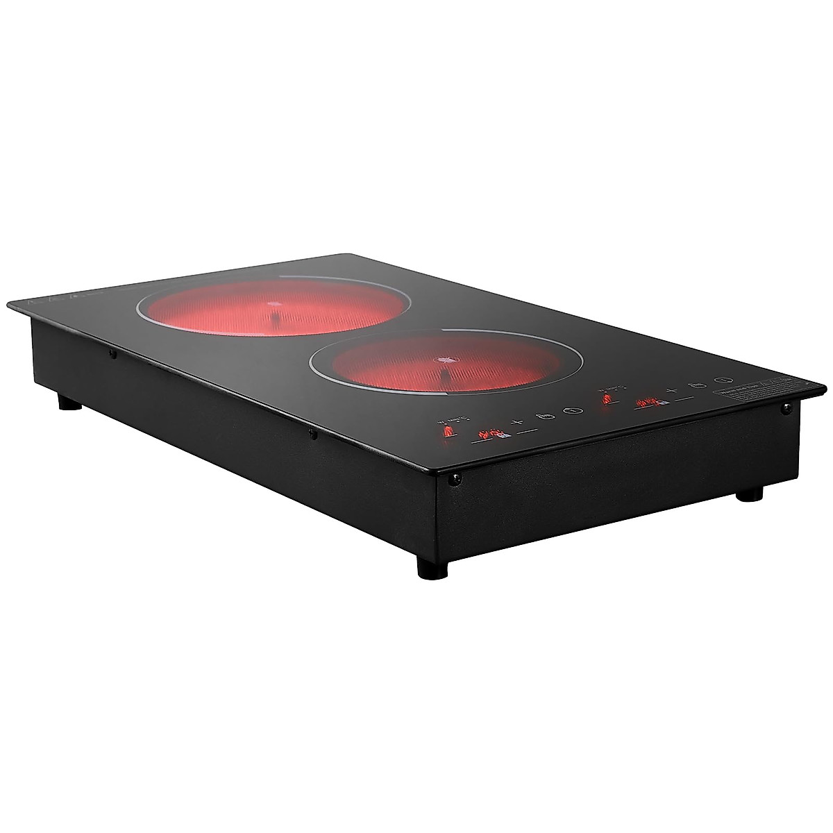 VBGK Electric Cooktop, 12 Inch Built-in Radiant Electric Stove Top,110V 2100W Electric burner with 2 Burners, 9 Heating Level, Timer & Kid Safety Lock, Sensor Touch Control 2 burner Induction Cooktop