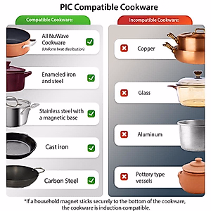 NUWAVE Flex Precision Induction Cooktop, Portable, Large 6.5” Heating Coil, Temperature from 100F to 500F, 3 Wattage Settings 600, 900, and 1300w