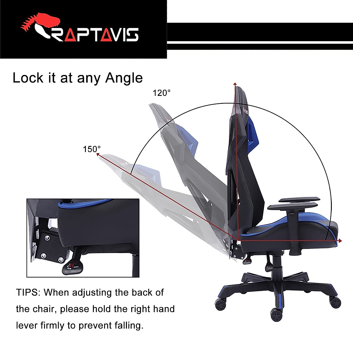 RAPTAVIS Gaming Chair Computer Ergonomic Office Chair Backrest and Seat Height Adjustable Swivel Recliner with Lumbar Cushion Esports Mesh Chair(Blue/Mesh)