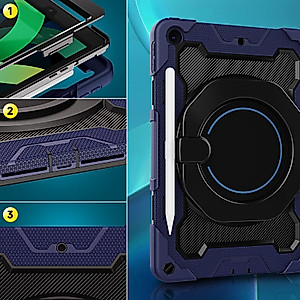 ROISKIN for iPad 9th 8th 7th Generation Case(iPad 10.2 inch) with HD Screen Protector for Kids[15ft Drop Protection] Rugged iPad Case 9 8 7 Gen 2021/2020/2019 with 360 Kickstand Handle Shoulder Strap