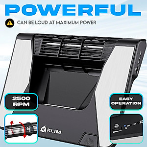 KLIM Airflow Laptop Cooling Pad - New 2023 - Powerful Cross Flow Turbines 2500 RPM Laptop Cooler - Ventilador para Laptop - Compatible up to 17" - 5 Year-Warranty - PC Mac Gaming PS5 PS4 Xbox One