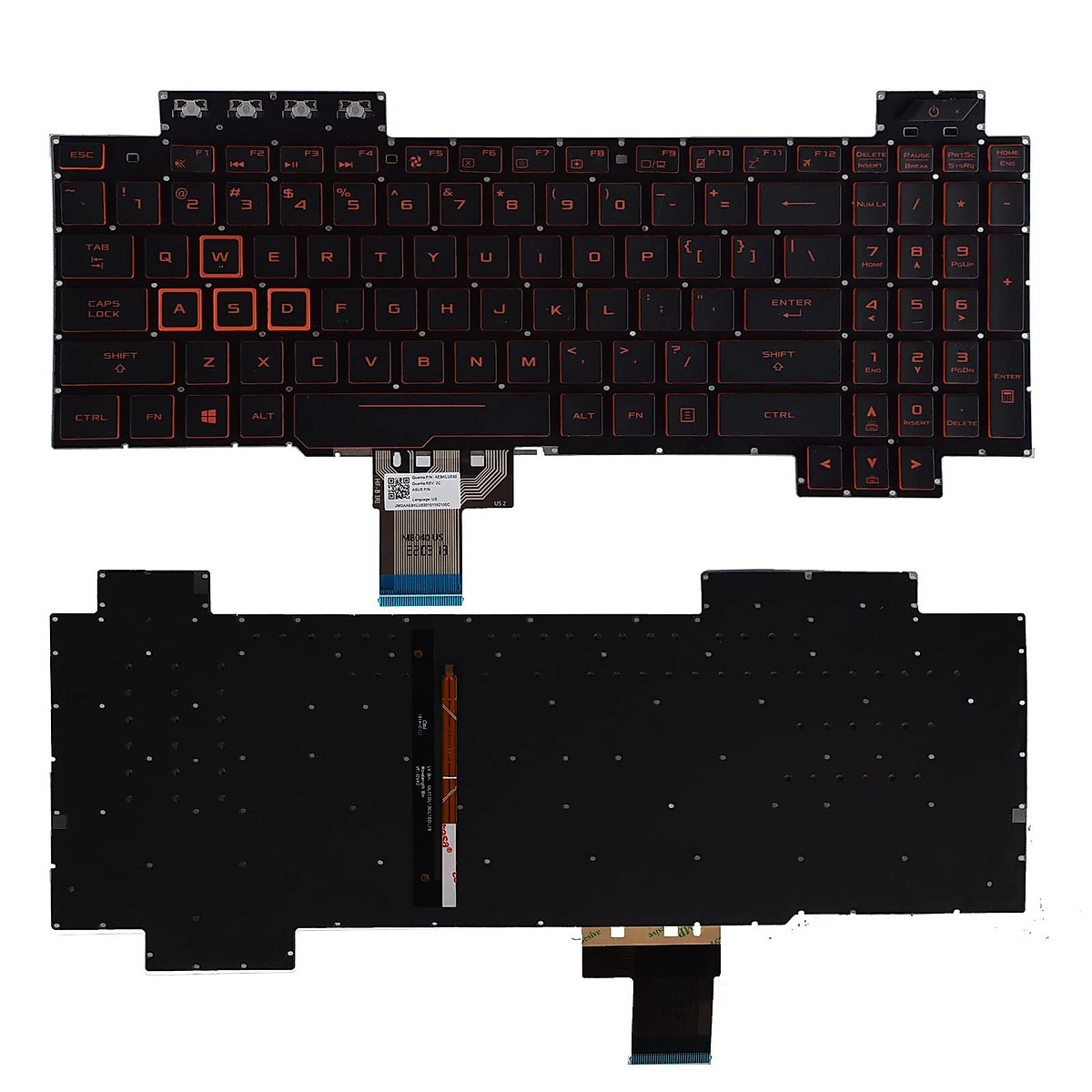 SUNMALL Replacement Keyboard Compatible with Asus TUF Gaming FX505DD FX505DV FX505DU FX505DY FX505GD FX505GE FX505GM FX505GT TUF705DD TUF705DT TUF705DU FX86 Series with Red Backlight