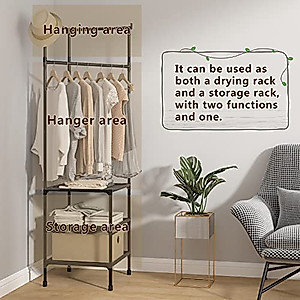 MOYIPIN Coat Rack Freestanding Closet Organizer,Simple Hall Tree with 3 Storage Shelves, Corner Storage Organizer, for Entryway, Bedroom, Black