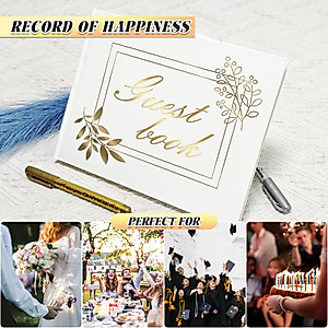 Gold Foil Leaves Wedding Guestbook,Gold Foil Hardcover for Wedding,Guestbook Wedding Reception with 2 Pens,9x7'' Personalized Wedding Guestbook ,Bridal Shower,Baby Shower,Graduation,Birthday,Party